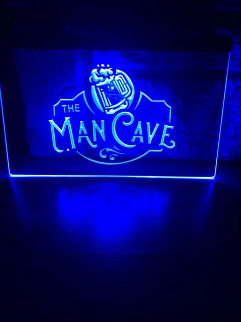 MAN CAVE LED NEON BLUE LIGHT SIGN SIZE 8x12, VERY UNIQUE, COLLECTIBLE ...