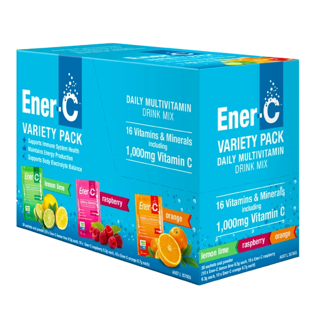 ENER-C 1,000MG VITAMIN C Effervescent Drink Variety Pack 30 Sachets ...