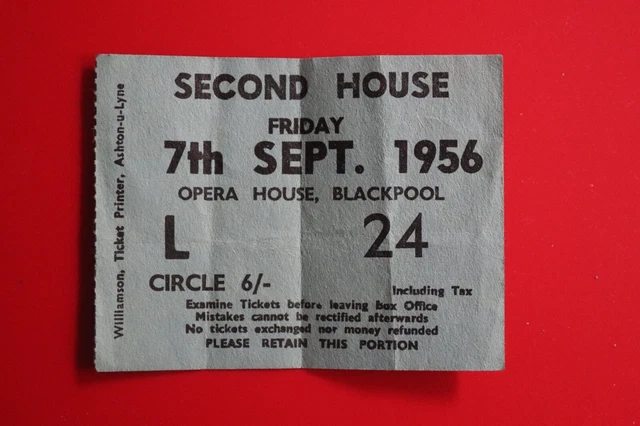 BLACKPOOL OPERA HOUSE 1956 Ticket Second House £3.99 - PicClick UK