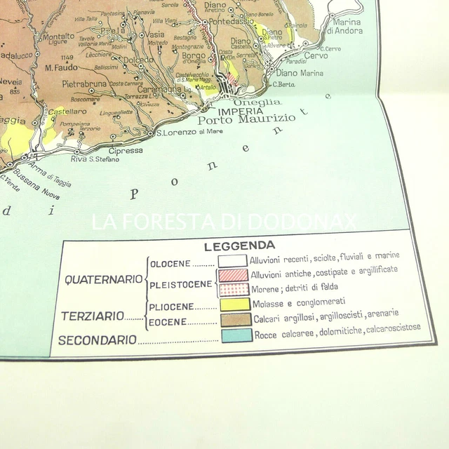 GEOLOGICAL MAP GEOLOGY Fossil Minerals Paleontology Empire Liguria £10. ...
