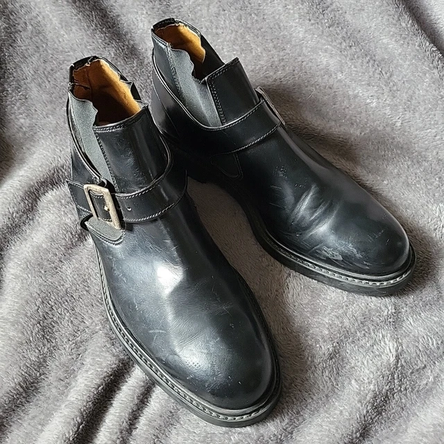 RAVEL MENS BLACK Leather Chelsea Boots UK 9 EU 43, Buckle £18.50 ...
