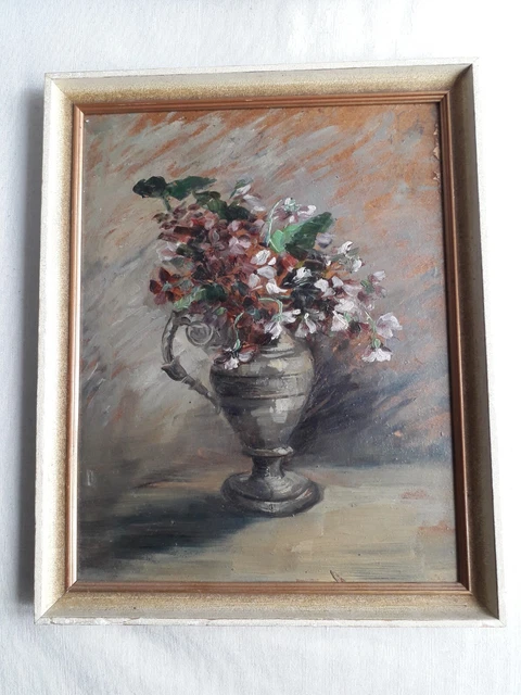 TABLEAU ANCIEN À l'huile datant de 1900 représentant un bouquet de fleurs EUR 90,00 - PicClick FR
