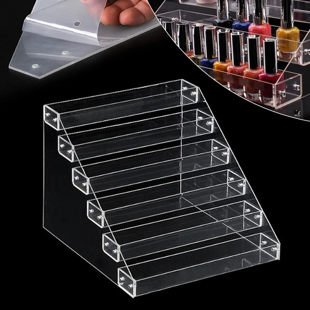 6 TIERS CLEAR Acrylic Rack Perfume Makeup Ladder Display Stand Risers ...