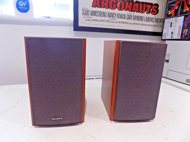 SONY SS-CNEZ5 BOOKSHELF Speakers Brown 24cm High Genuine Tested Working ...