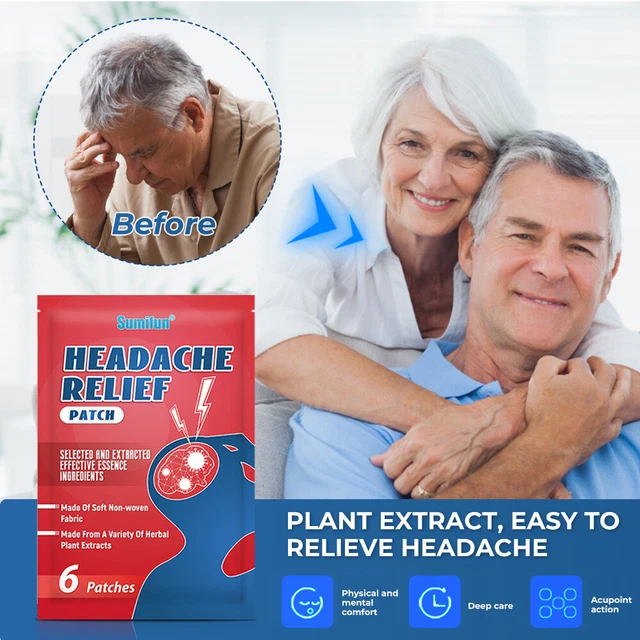 HEADACHE RELIEF PATCH Treat Migraine Dizziness Herbal Sticker Body ...