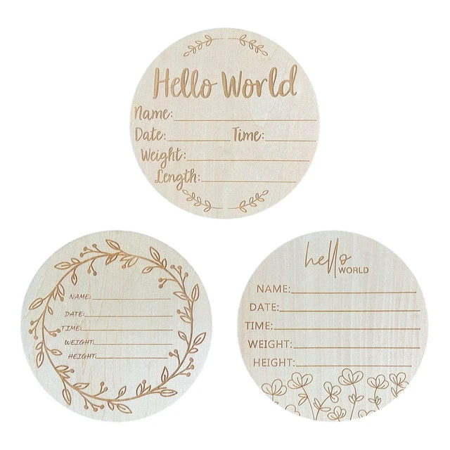 NEWBORN ANNOUNCEMENT SIGN Nursery Wooden Hello World Sign for Newborn ...
