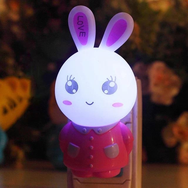 WALL MOUNT NIGHT Light Sensor LED Rabbit Head Nightlight Plug In Bunny ...