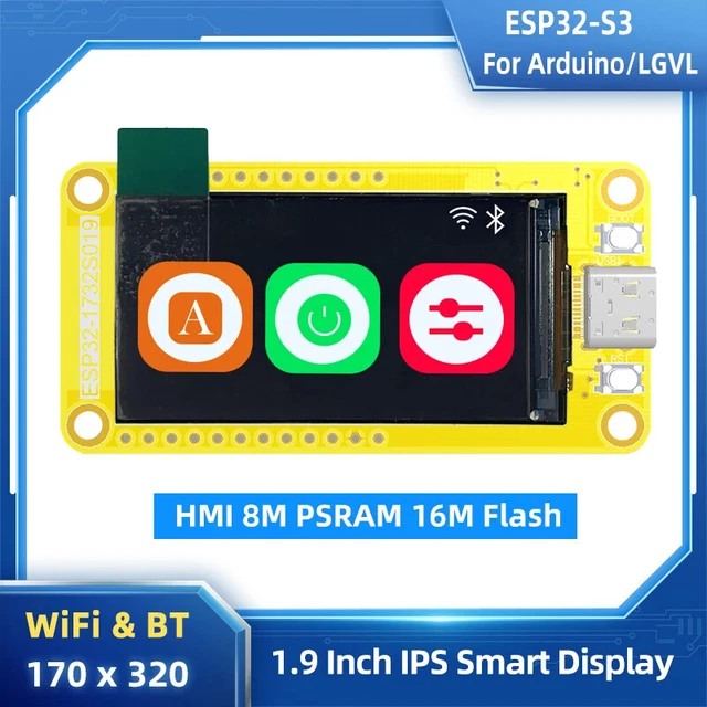 ESP32-S3 HMI 8M PSRAM 16M Flash for Arduino LVGL WIFI&Bluetooth 1.9 Inch 170*320 $9.36 - PicClick AU