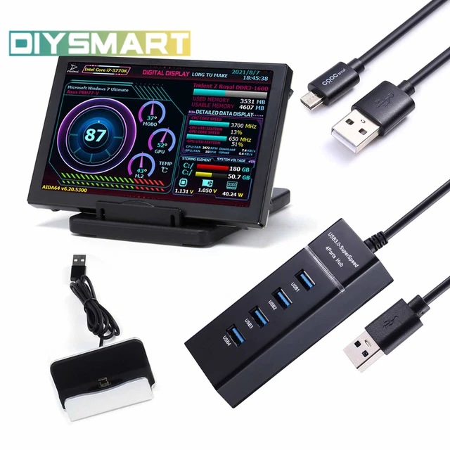 5 INCH IPS USB Mini Screen AIDA64 PC CPU GPU RAM Data Monitor PC Sensor ...