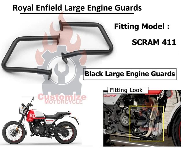 ROYAL ENFIELD &BLACK Large Engine Guard" Fit for "Scram 411" £41.41 ...
