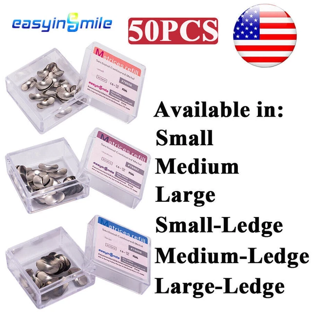 50PC DENTAL METAL Matrix Bands Sectional Contoured Matrices bands soft ...