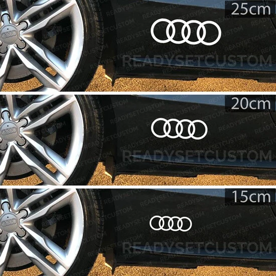 2X AUDI RINGS Logo Side Decal Stickers - A1 A3 A4 A5 A6 S3 S5 TT Q5 Q7 ...