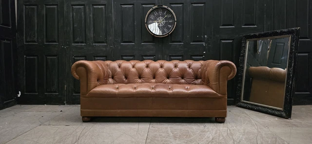 SUPERB LAURA ASHLEY Radley Chesterfie 2 Seater 💯 cattle hide leather ...