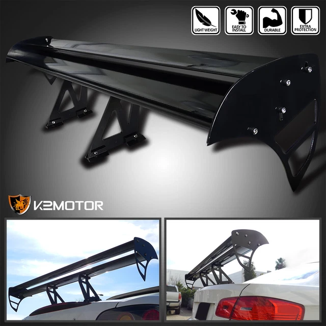 BLACK ALUMINUM ADJUSTABLE GT Double Deck F1 Style Rear Spoiler Wing EUR ...