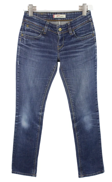LEVI'S 571 SLIM Fit Femmes Jeans W28/L30 Moustaches Jeans Délavé Bleu EUR 38,60 - PicClick FR