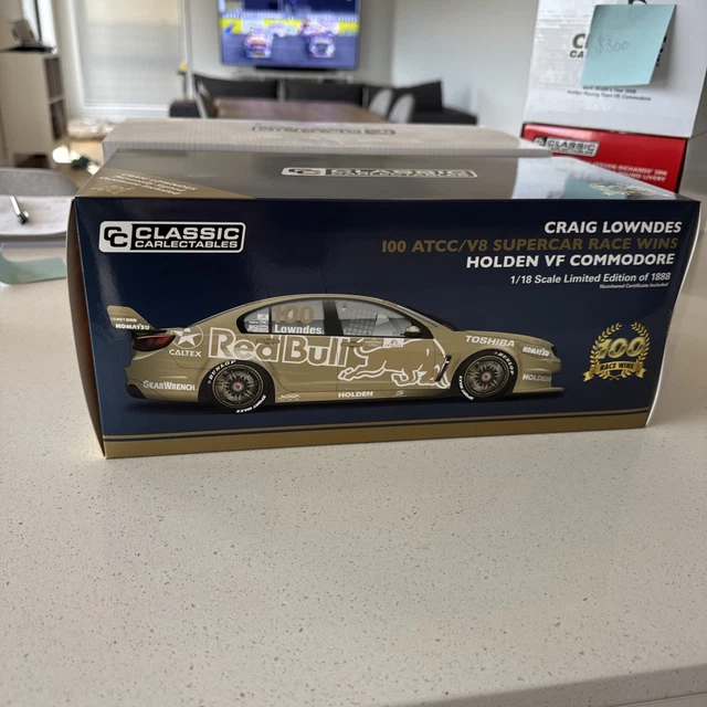 1:18 CRAIG LOWNDES Holden VF Commodore Gold Model #100 Race Wins $300. ...