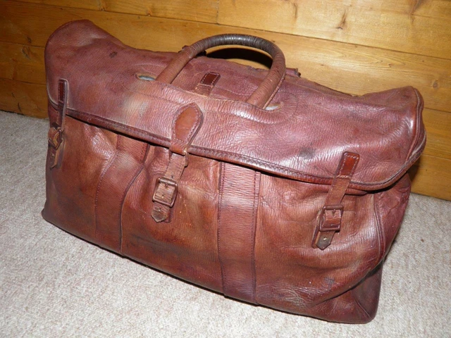 VICTORIAN MILITARY BRITISH Army Soldiers Large Leather Bag Stamped 1887 ...