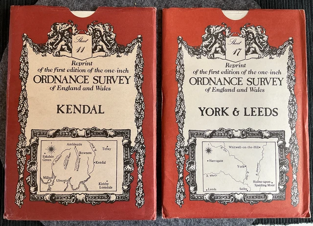 ORDNANCE SURVEY MAP - Reprint Of Original X 2 - Kendal And York & Leeds ...