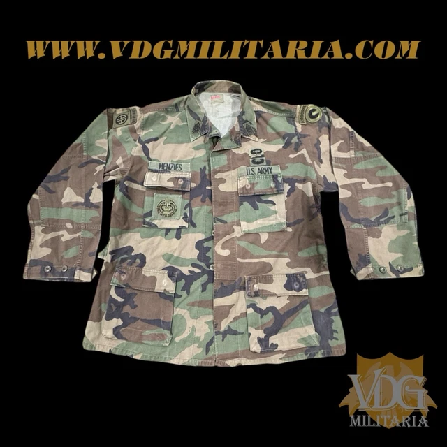 US ARMY WOODLAND Camo BDU Jacket Menzies Command Sergeant Major 82nd ...