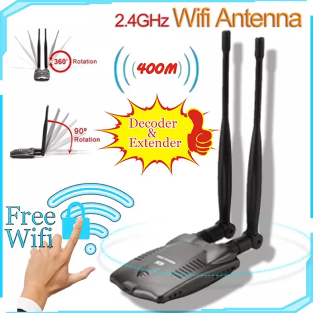 PASSWORD CRACK INTERNET Long Range Dual Wifi Antenna USB Wifi Adapter ...