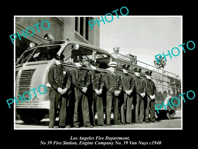 OLD PHOTO LOS ANGELES FIRE DEPARTMENT LAFD No 39 STATION VAN NUYS c1940 ...