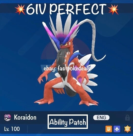 POKÉMON ÉCARLATE ET violette 6IV PARFAIT légendaire patch de capacité rapide Koraidon EUR 10,88 ...