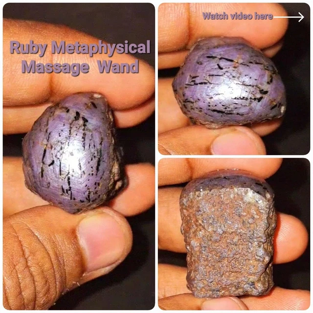 STAR RUBY RARE 227.00 Ct Violette Baguette De Massage Métaphysique ...