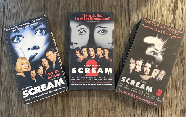 SCREAM VHS LOT 1 2 3 Neve Campbell Wes Craven Horror VCR Tapes Lot $29. ...