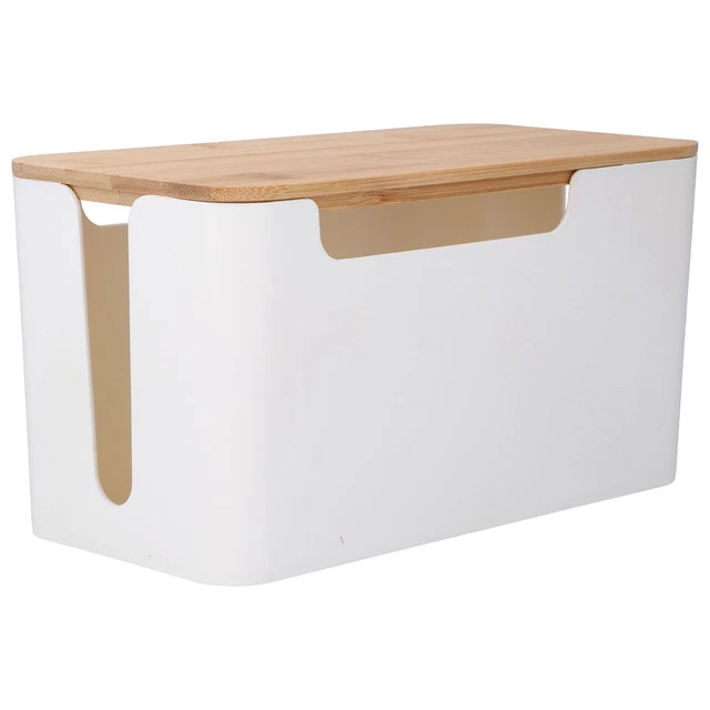CABLE BOX SMALL Cable Management Box With A Wooden Lid For Cord Hider ...