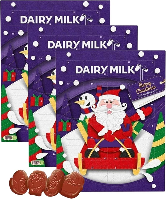 CHRISTMAS MILK CHOCOLATE Advent Calendar 2025 - Pack of 3 x 90g Dairy ...