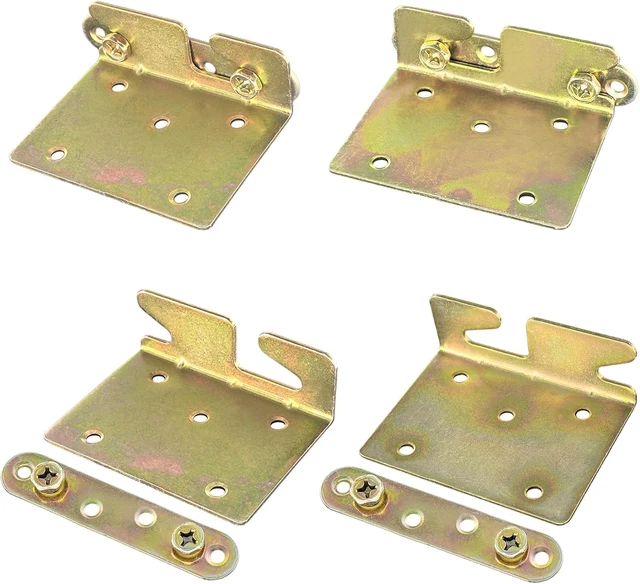 4 SETS HEAVY Duty Bed Rail Brackets Hinges,Bed Frame Bolts Fasteners £ ...