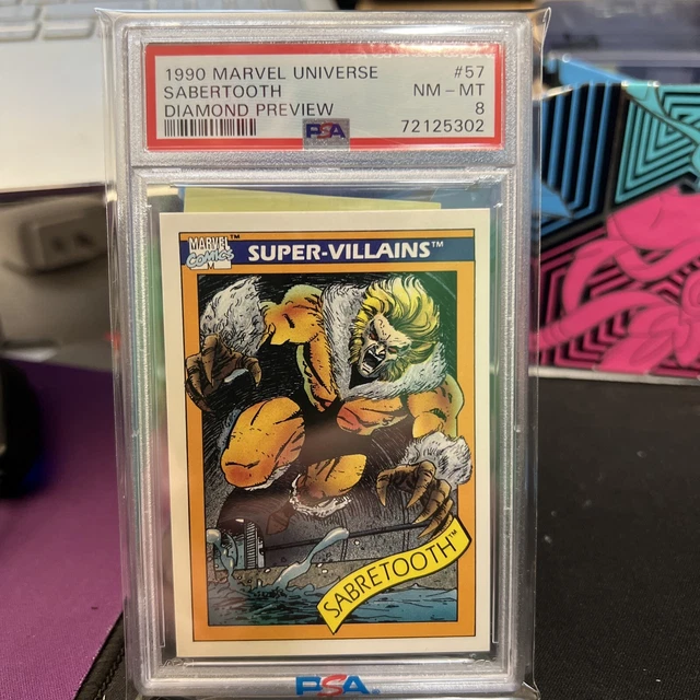 1990 MARVEL UNIVERSE Diamant Preview #57 Sabretooth X-Men Psa 8 Pop 2 ...