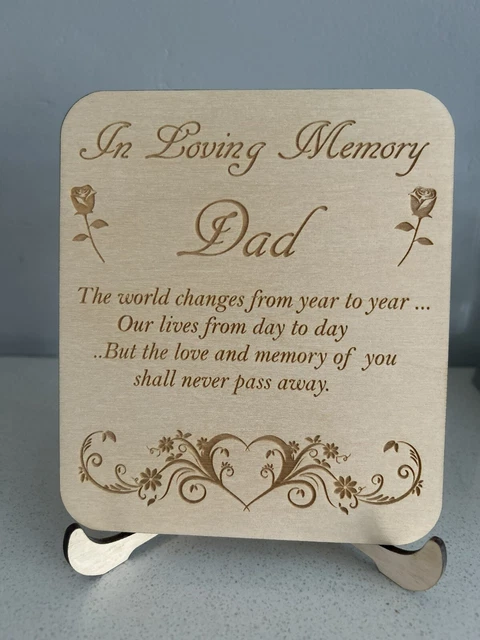 PERSONALISED ENGRAVED IN Loving Memory... Memorial Wooden Plaque with ...