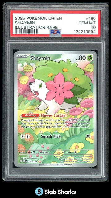 2025 POKEMON DESTINED Rivals - Dri En #185/182 Shaymin Illustration Rare Psa 10 $129.50 ...