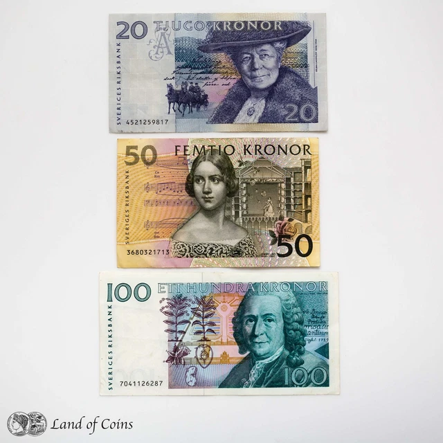 SWEDEN: SET OF 3 Swedish Krona Banknotes. £0.99 - PicClick UK
