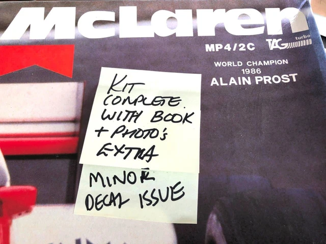 PROTAR 1:12 scale F1 McLAREN MP4/2C MODEL KIT *MINOR DECAL ISSUE ...
