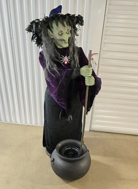 GEMMY LIFE SIZE Spirit Halloween Cauldron Witch Animatronic Prop ...