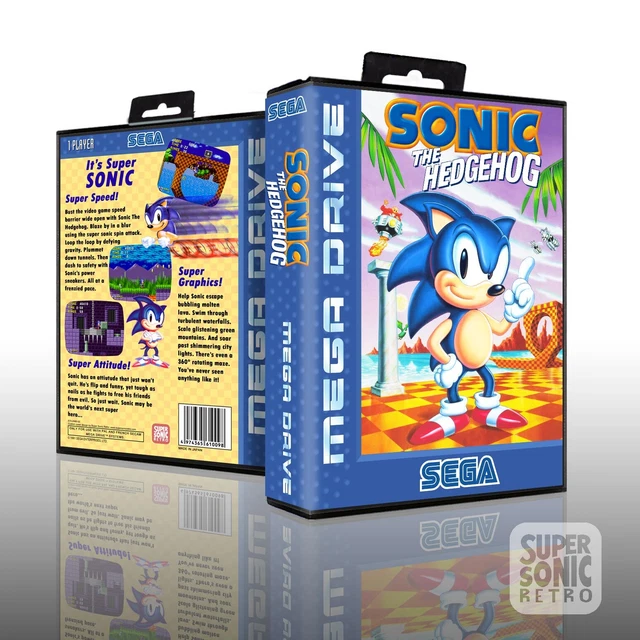 SONIC THE HEDGEHOG Custom Cover Sega Mega Drive Box Art Replacement ...