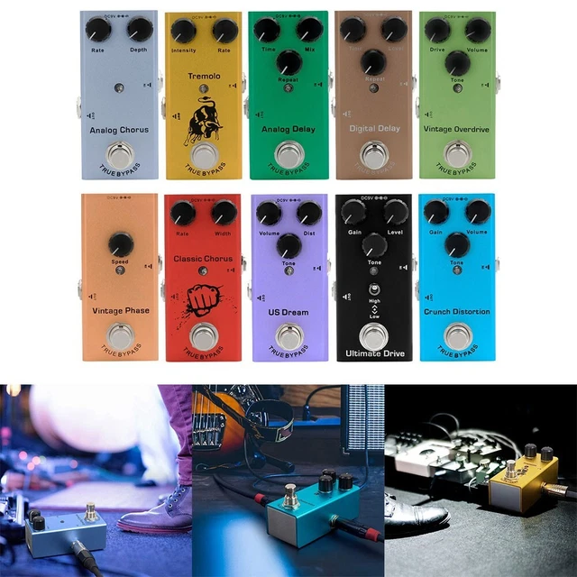 PÉDALE DE GUITARE trémolo vintage exquise Overdrive Distortion Delay Chorus EUR 40,30 - PicClick FR