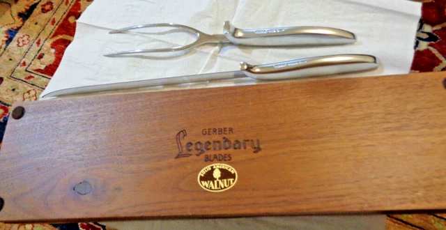 GERBER LEGENDARY BLADES Carving Set Knife & Fork in Solid American ...