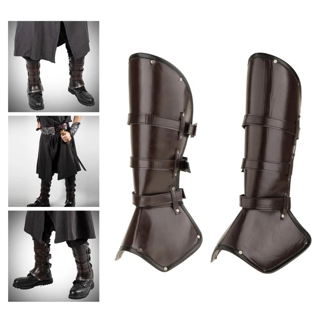 MEDIEVAL PU LEATHER Leg Armor Cosplay Costume Role Playing Holiday Leg ...