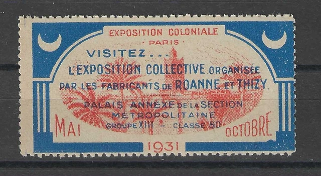 POSTER STAMP, VIGNETTE, Cinderella. 1931 - Exposition coloniale Paris ...