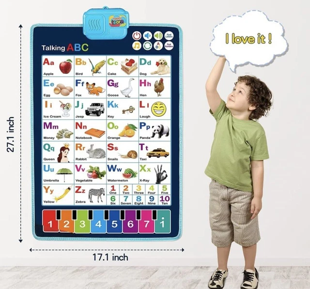 INTERACTIVE ALPHABET WALL Chart - Learning ABC 123 Music Poster ...
