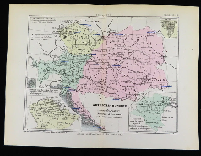 1880 ANTIQUE MAP of The Austro Hungarian Empire Economic Old Coloured ...