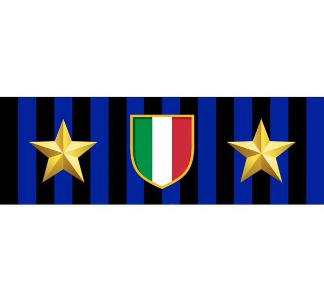 BANDIERA INTER 200X150CM con scudetto logo e due stelle - CON ASOLA PER ...