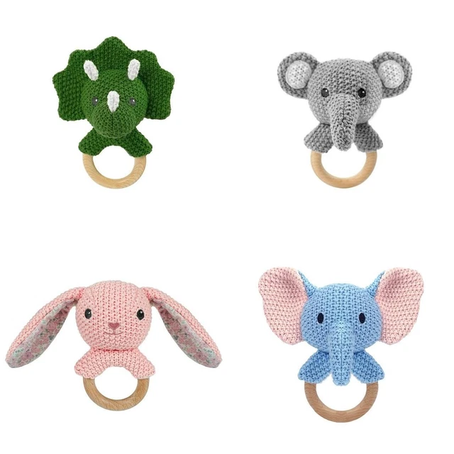 BABY PLUSH KNITTED Animal Rattles With Soft Pp Cotton For Newborn ...