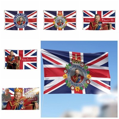 KING CHARLES III Flag NEW KING FLAG Prince Charles Queen Elizabeth ...