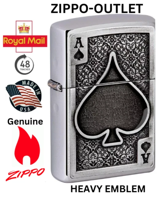 NEW ZIPPO LIGHTER ACE OF SPADES Playing Card Design 3 Dimensional Heavy ...