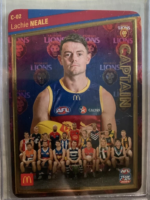 2024 AFL TEAM Coach Lachie Neale Gold Captains Card Brisbane Bears C-02 ...