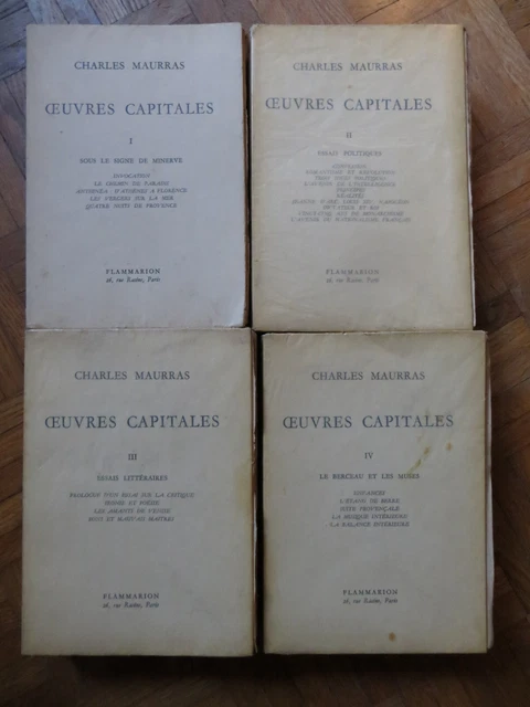 CHARLES MAURRAS OEUVRES capitales 4 volumes Flammarion 1954 EUR 110,00 ...